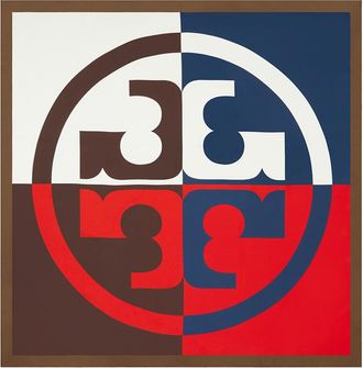 Tory Burch Damen Seidentuch mit Colorblock-Logo