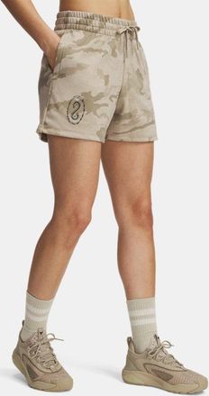Under Armour Project Rock Terry Shorts für Damen City Khaki / Schwarz XL