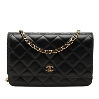 Chanel Portefeuille sur cha&icirc;ne Pre-owned - Femme - Pre-owned - Noir - Taille: ONE Size