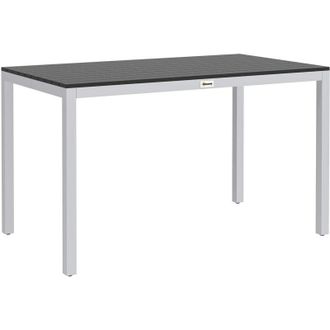 OUTSUNNY Table de jardin rectangulaire 4-6 personnes dim.120 x 70 x 72 cm aluminium plateau &agrave; lattes effet bois noir