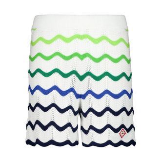 Casablanca Gr&uuml;ne Wellen-Strickshorts aus Baumwolle - - Shorts - Herren - Mehrfarbig - L