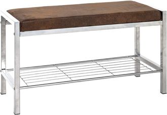 Haku Möbel Schuhbank braun, edelstahloptik, Metall, Textilgewebe - Maße: B 80 cm x H 48 cm x T 32 cm, Style: Modern