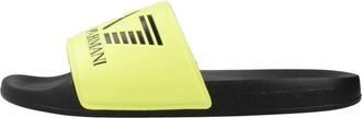 Emporio Armani Emporio Armani Ea7, Homme, Chaussures, Jaune, Taille: 42 EU Slides avec Logo Oversized