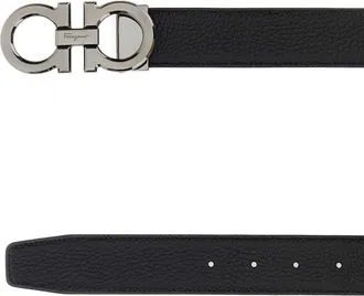 Ferragamo Mens Black Leather Reversible Belt Nerhic Calf Cinture