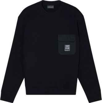 Emporio Armani Homme, Sweatshirts et sweats &agrave; capuche, Noir, Taille: XL ASV Double-Jersey SweaT-shirt avec poche et patch logo