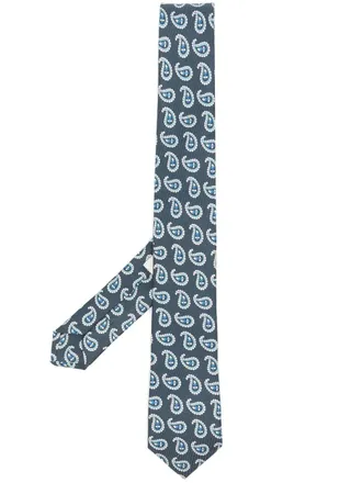 Etro cravate &agrave; motif cachemire en jacquard - Bleu