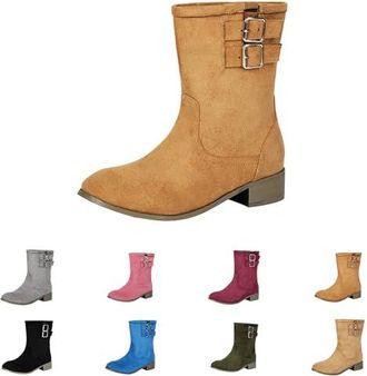 Generic Bottines &agrave; talon bloc pour femme - Bout pointu - Style r&eacute;tro - Style vintage - Avec boucle - Bottines de cowboys occidentales &agrave; enfiler - Bottines de 