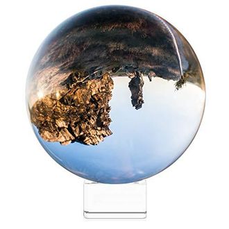 Navaris Boule en Verre Photographie - Boule en Cristal K9 Transparente avec Support pour Photo avec Effet Optique - Objet d&eacute;coration Maison &Oslash; 130 mm