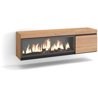 Skraut Home Skraut Home - Meuble tv, Banc T&eacute;l&eacute;, Grand espace de Rangement, 160, Pour les tv jusqu&agrave; 65, Chemin&eacute;e &eacute;lectrique xxl, Suspendu, Mural, Style moderne