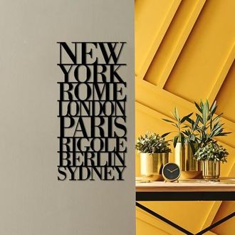 Hanah Home Stylish Black Decorative Metal Wall Accessory, 57 x 28 cm | 100% Metal (1.5 mm) | Easy Wall Mounting | Perfect for Modern Home Decor