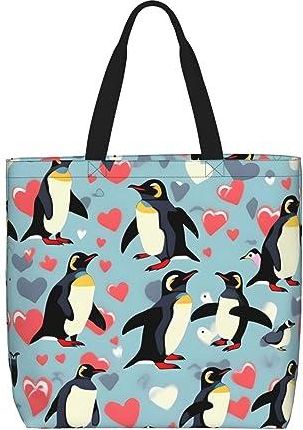 Generic I Love Les Pingouins Sac A Main Femmes D&eacute;contract&eacute; Tote Bag R&eacute;utilisable Sac Fourre-Tout Pour Universit&eacute; Quotidienne Shopping
