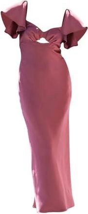 Generic Robe amincissante &agrave; manches courtes pour femme - Couleur unie - Coeur de p&ecirc;che, rose, XL