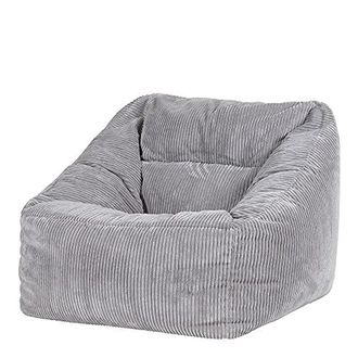 Icon Brand Natalia Fauteuil Pouf Velours C&ocirc;tel&eacute;, Gros Pouf avec Remplissage, Fauteuil Salon Confortable, 1 Place, Chaise Chambre, Meuble Salon, Gris