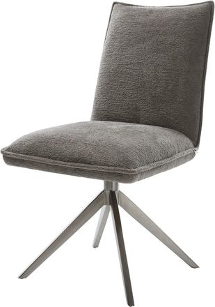 DELIFE Esszimmerstuhl Lelio-Flex Kreuzgestell breit Graphit Boucl&eacute; Soft Schlamm 360&deg; drehbar Wippfunktion Taschenfederkern