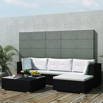 vidaXL 5-tlg. Garten-Lounge-Set mit Auflagen Poly Rattan Schwarz - Vidaxl