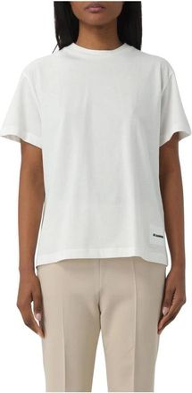 Jil Sander Femme, Tops, Blanc, Taille: 36 FR Short Sleeve Crew Neck TShirt