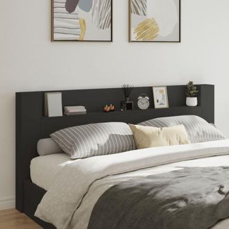 vidaXL Armoire t&ecirc;te de lit avec led noir 220x16,5x103,5 cm - Vidaxl