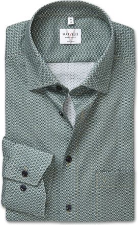 Marvelis Herren Businesshemd Langarm 722584,Rotationsdruck,Modern Fit,New Kent,Oliv 47,42