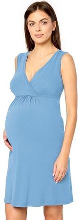 Merry Style Chemise de Nuit Femme Grossesse en Viscose Vêtements de Nuit Femme Robe Grossesse légère, Respirante et Douce pour la Peau MS10-467 (Bleu, L)