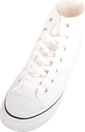 Absolute Footwear Baskets montantes en toile à lacets avec semelle compensée pour femme, blanc, 38 EU