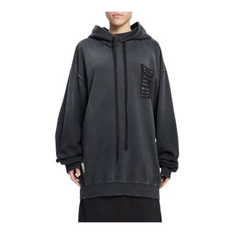 Ann Demeulemeester Bequemer Hoodie mit Bedruckten Patches - - Sweatshirts & Hoodies - Damen - Schwarzk - S