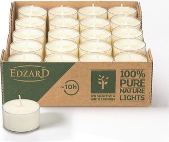 Edzard 40 Stück Teelichter, weiß, Rapswachs, transparente Kunststoffhülle, Brenndauer ca. 7 Stunden