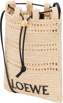 Loewe Raphia und Leder -Schultertasche - Beige