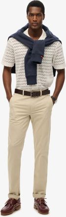 Superdry Hemd aus strukturiertem H&auml;kelstrick in Wei&szlig;