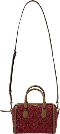 Tory Burch Femme, Sacs, Rouge, Taille: ONE Size Sac bandouli&egrave;re baril T Monogram Denim