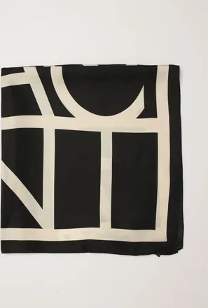 Liviana Conti Gemusterter Foulard aus reiner Seide mit Logo-Druck