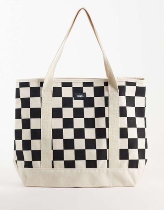 Vans Perg Tote mit Schachbrettmuster in Wei&szlig; und Schwarz