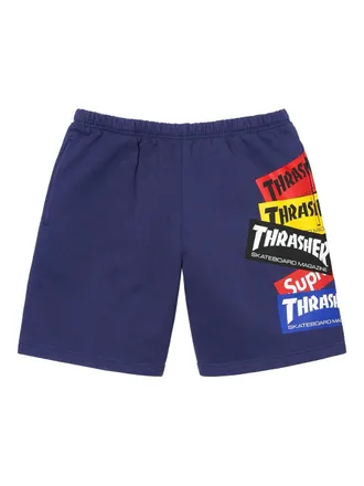 SUPREME x Thrasher Sportshorts mit Logo-Print - Blau