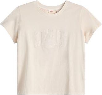 Levi's Femme T-Shirt Graphique Boxy SRT Applique Varsity Logo White Swan Cream XS