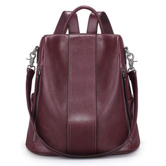 S-Zone Damen Rucksack Wasserdicht Weiches Echtleder Anti Diebstahl Mode Schultasche Handtasche Casual Daypack Schulranzen Schultaschen Schulrucksäcke für Arb