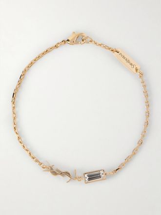 Saint Laurent Goldfarbenes Armband Mit Kristall