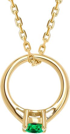 Edenly Anhänger Cutie Ring - 9 Karat Gelbgold und synthetischer Smaragd