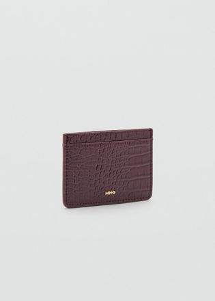 Mango Porte-cartes simili-cuir effet croco bordeaux - Femme - Taille unique - MANGO