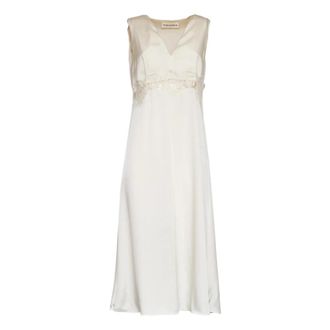 P.A.R.O.S.H. &Auml;rmelloses Maxikleid mit V-Ausschnitt - - Dresses - Damen - Wei&szlig; - M
