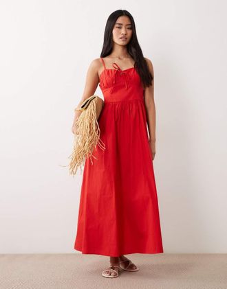 Miss Selfridge Maxikleid in Rot mit Korsettdetail-Keine Farbe