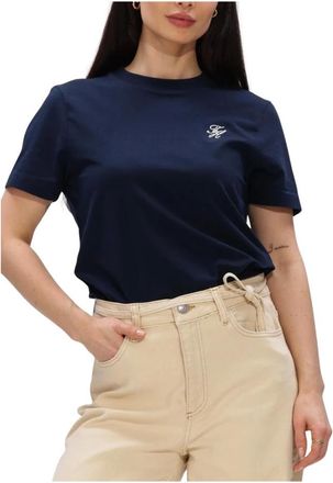 Tommy Hilfiger Femme, Tops, Bleu, Taille: 38 FR TH Script Reg C-Nk Ss Tee