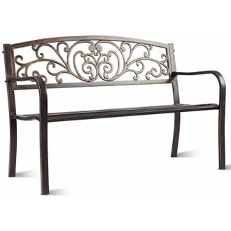 Costway Costway - Gartenbank Parkbank Eisenbank Gartenmoebel Stahlrahmen, Ruhebank mit Rueckenlehnen, Sitzbank aus Gusseisen, Metallbank 127x 60 x 85 cm