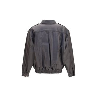 Blaz&eacute; Milano Womens Black Lamb Ovis Aries Bomber Clothing
