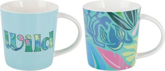 Maxwell & Williams DX1285 Kaffee-Tassen Set 2 tlg 380 ml - Be Fierce - 2x Porzellan, Spruch & Motiv bunt, Geschenkbox