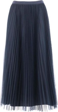 Fabiana Filippi Femme, Jupes, Bleu, Taille: 36 FR Gonna ampia in tulle pliss&eacute; cinta in maglia