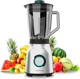 Cecotec Standmixer Power Black Titanium 1800MAX Blend It, 1800 W maximale Leistung, 5 Geschwindigkeiten, 6 Klingen aus Edelstahl, Ice-Crush-Funktion, Turbo- u