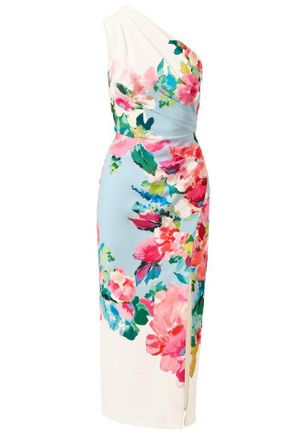 Adrianna Papell Midikleid One Shoulder Border Dress Lebhaftes und eindrucksvolles Midikleid mit Blumenmuster