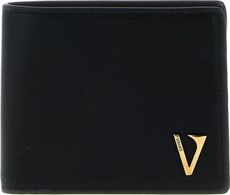 Versace Homme, Accessoires, Noir, Taille: ONE Size Portefeuille Bi-fold en Cuir