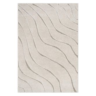 Safavieh Zottelig Teppich f&uuml;r Wohnzimmer, Esszimmer, Schlafzimmer - Florida Shag Collection, Hoher Flor, Creme und Beige, 99 X 160 cm