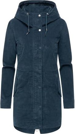 Ragwear Cannas Cordy YOUMODO - Veste mi-saison longue pour femme - Aspect velours doux - Avec capuche r&eacute;glable, poches poitrine et cordon de serrage &agrave; la tail