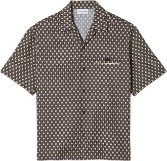 Lacoste Homme, Chemises, Brun, Taille: 2XL Relaxed Fit Short Sleeve Shirt